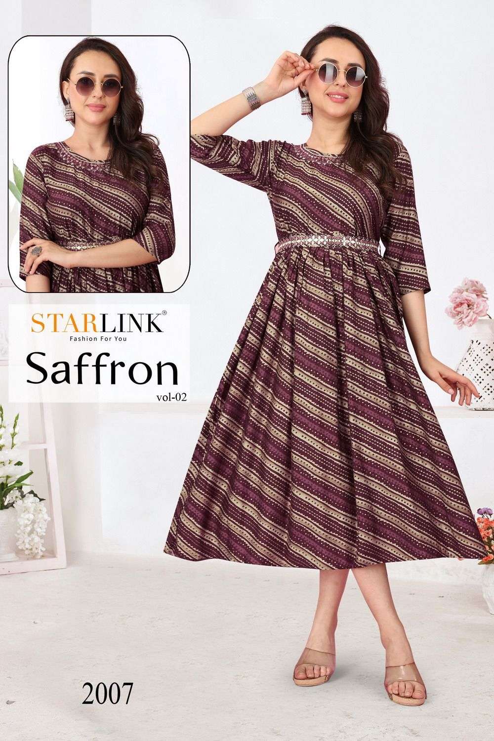 SAFFRON VOL 2 MODAL SILK FOIL PRINT WITH MIRROR HAND WORK KURTI WITH ...