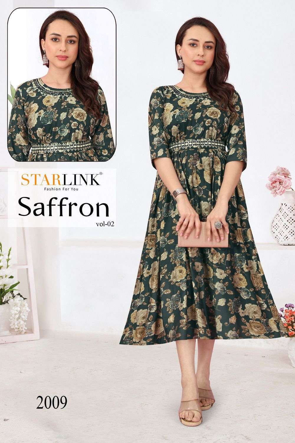 SAFFRON VOL 2 MODAL SILK FOIL PRINT WITH MIRROR HAND WORK KURTI WITH ...