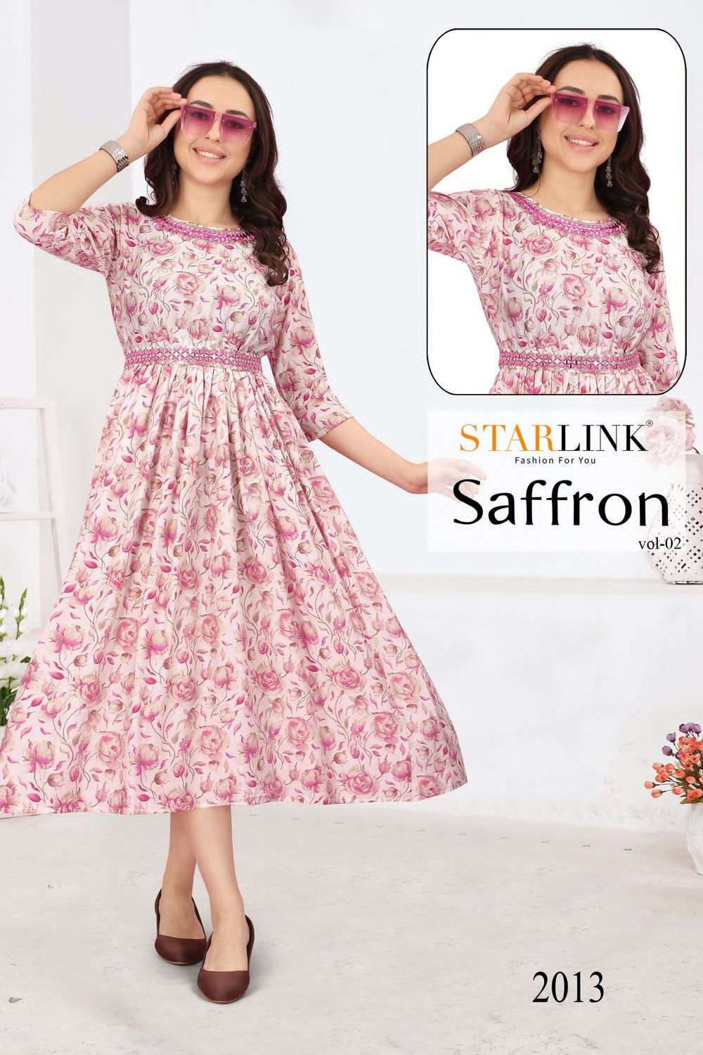 SAFFRON VOL 2 MODAL SILK FOIL PRINT WITH MIRROR HAND WORK KURTI WITH ...