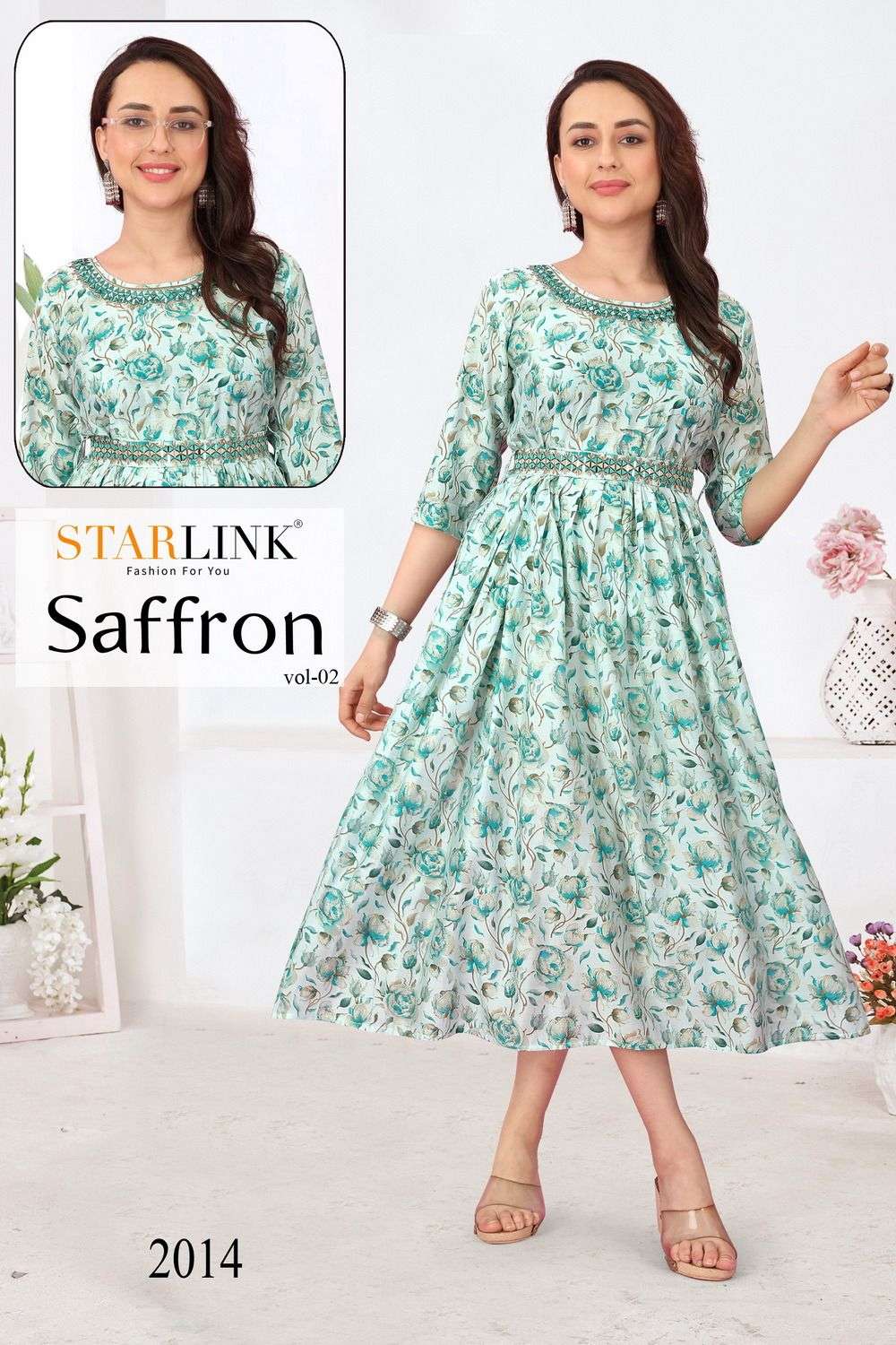 SAFFRON VOL 2 MODAL SILK FOIL PRINT WITH MIRROR HAND WORK KURTI WITH ...