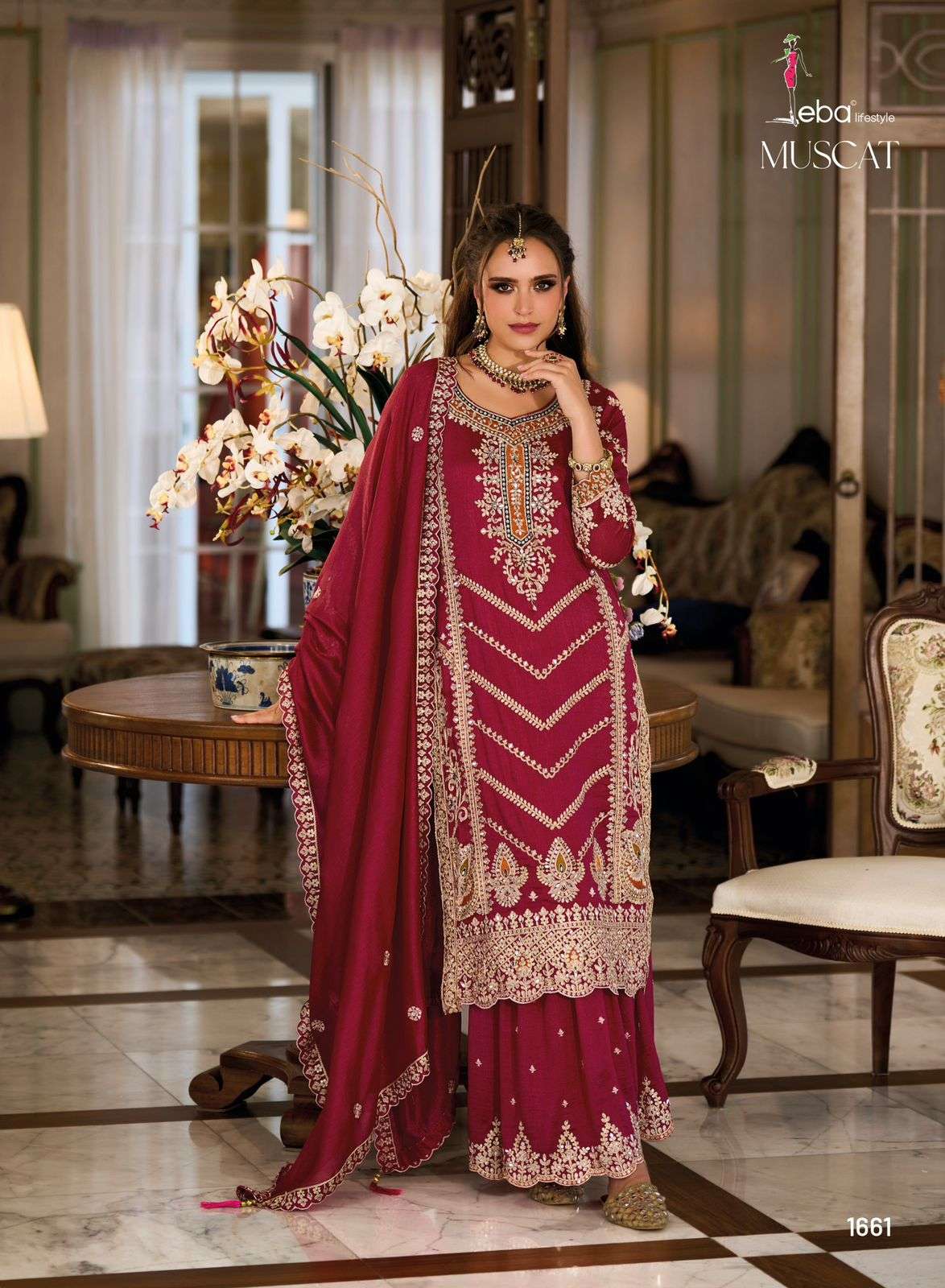 MUSCAT PREMIUM SILK EMBOIDERY AND DIAMOND WORK KURTI WITH SHARARA AND ...